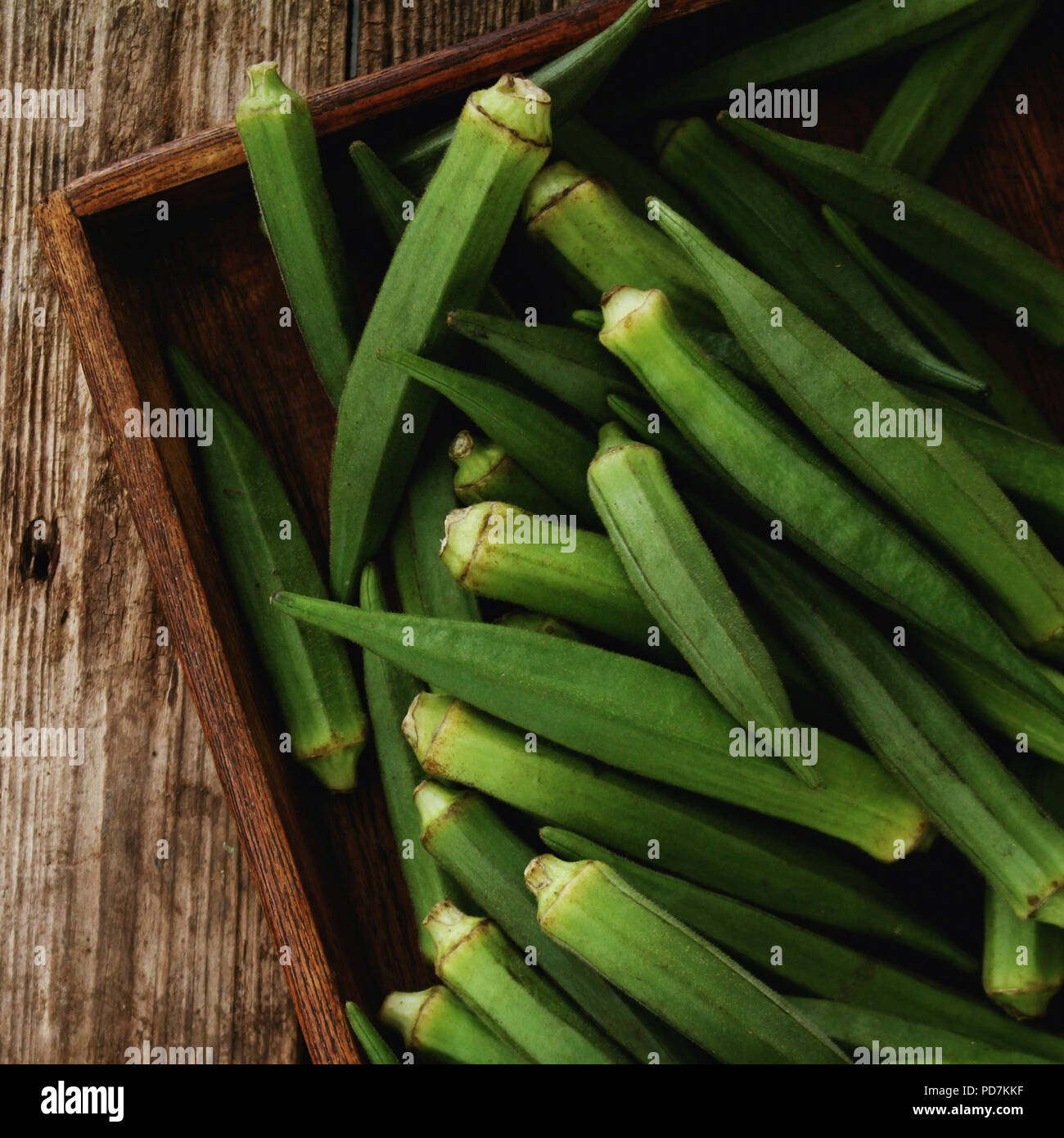 preparing fresh okra vegetables Stock Photo - Alamy