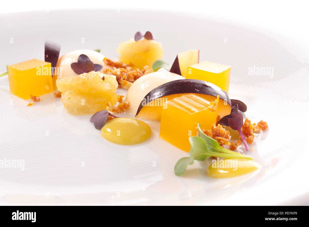 plated deconstructed fruit dessert Stock Photo - Alamy