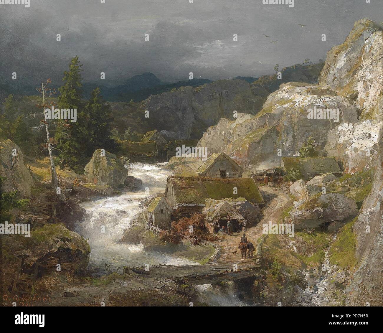 Andreas Achenbach - Mühle am Gebirgsbach (1861 Stock Photo - Alamy