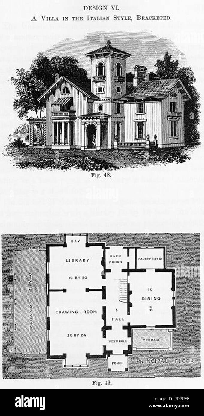 Andrew Jackson Downing - Cottage Residences (1842), Design VI Stock ...