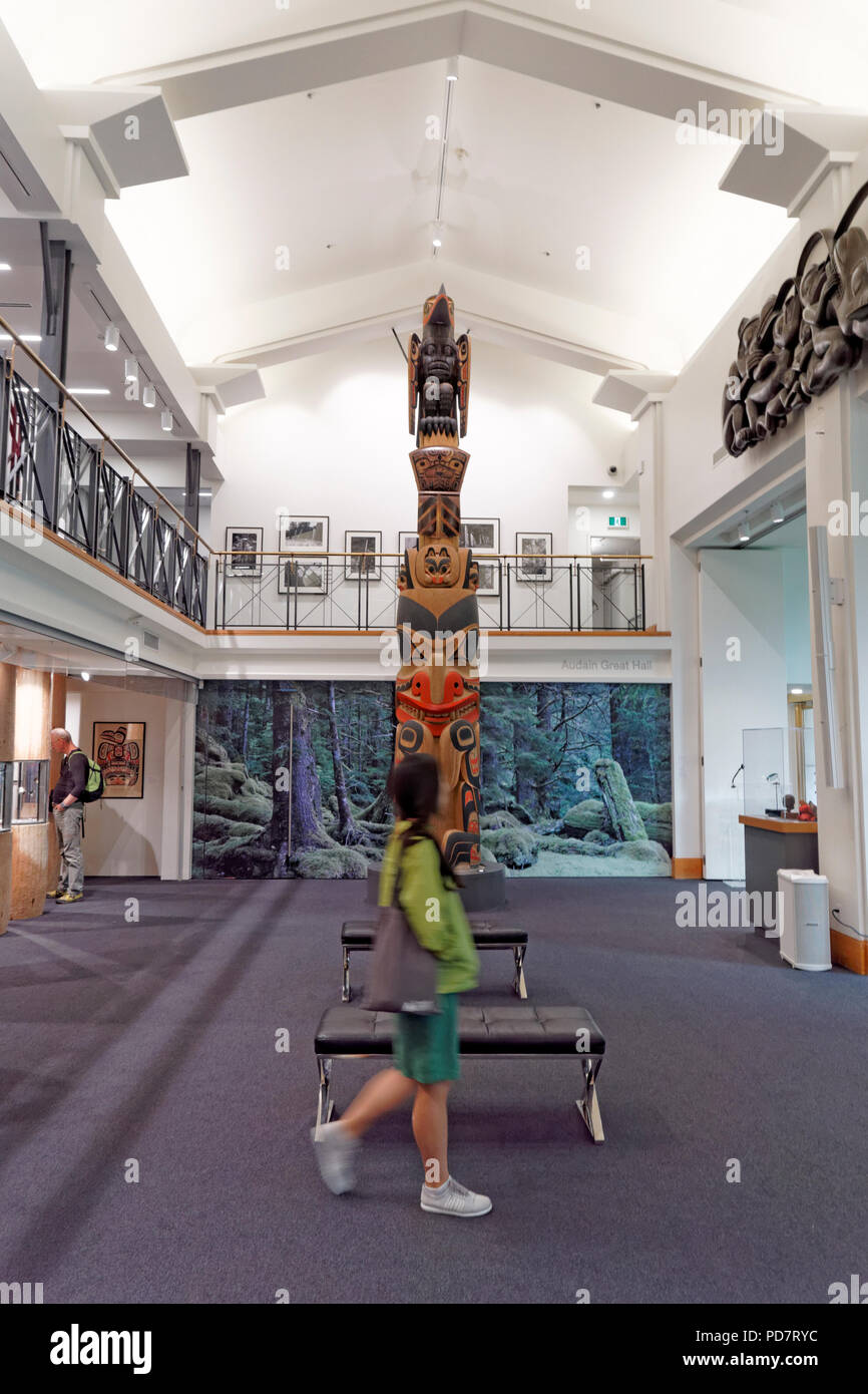 Young woman in the Bill Reid Gallery of Northwest Coast Art, Vancouver ...