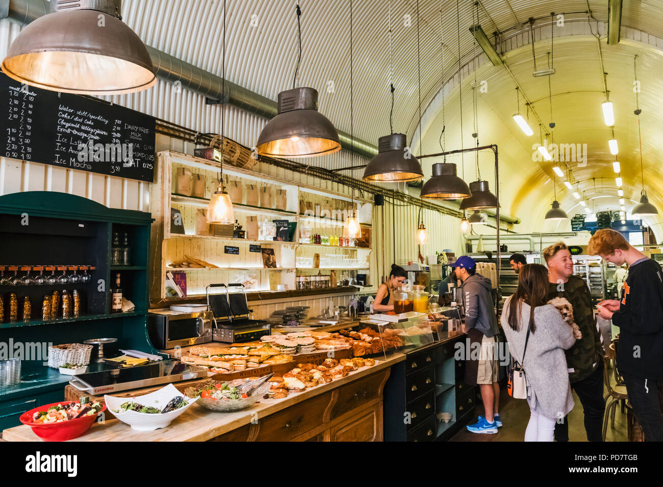 England, London, Bermondsey, Maltby Street Market, Cafe Interior Stock ...