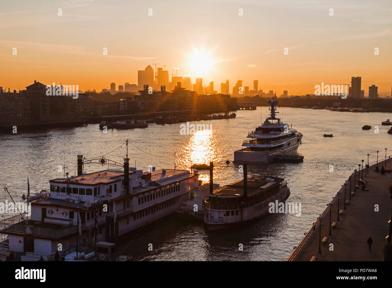 England, London, Dawn over Docklands and River Thames Stock Photo - Alamy