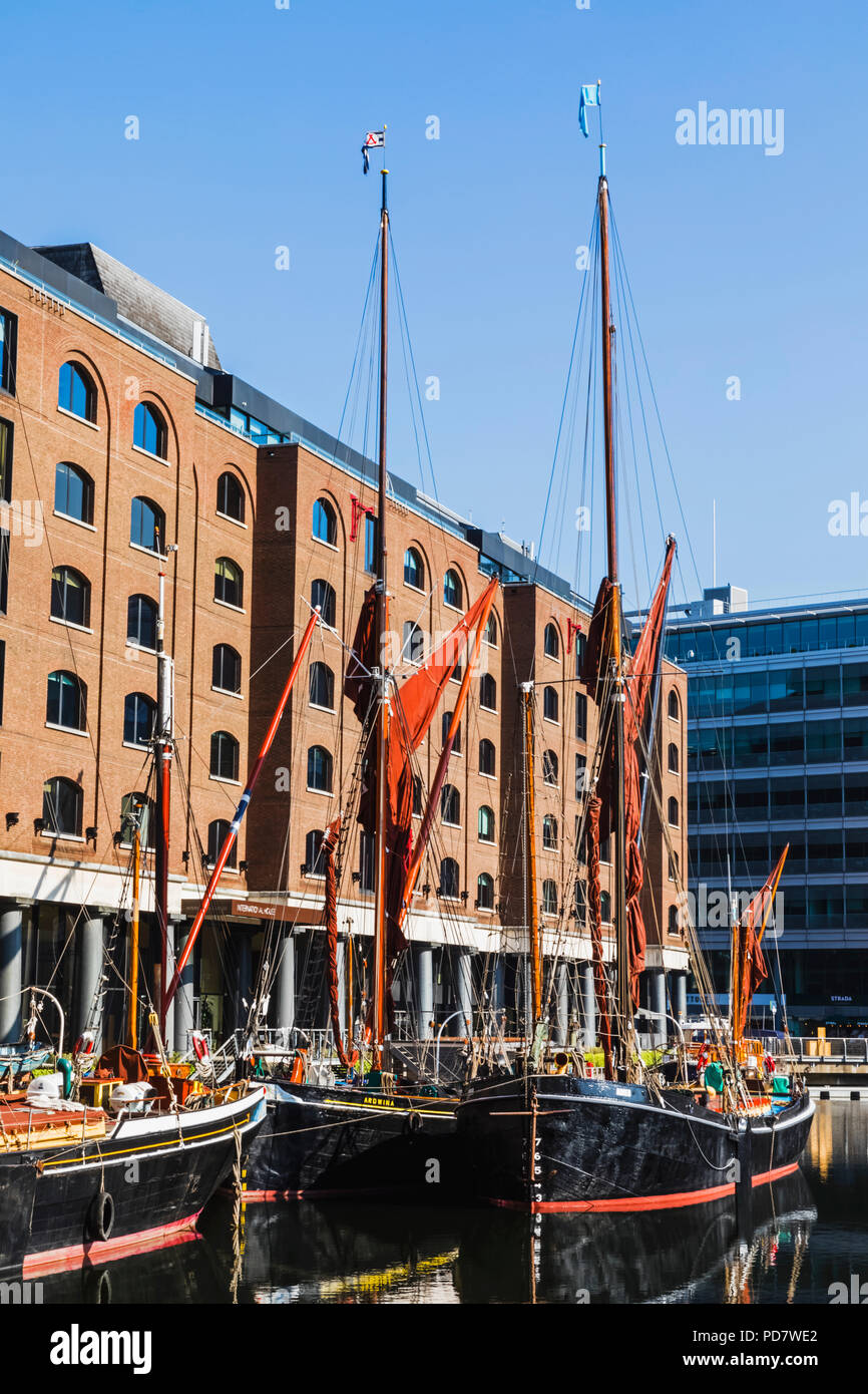 England, London, Wapping, St.Katharine Docks, Sailing Barges Stock ...
