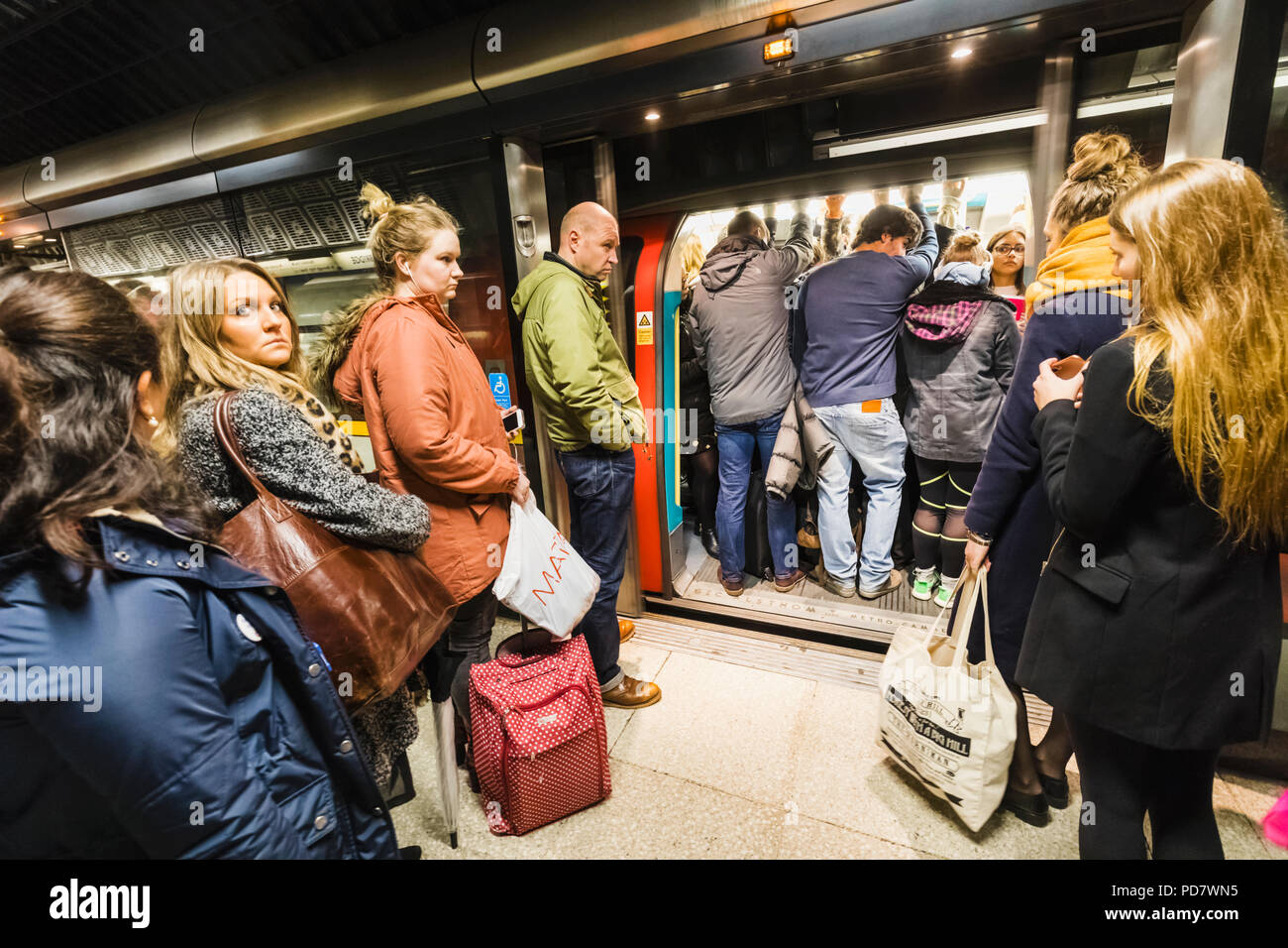 England, London, Overcrowded Subway Train Stock Photo - Alamy