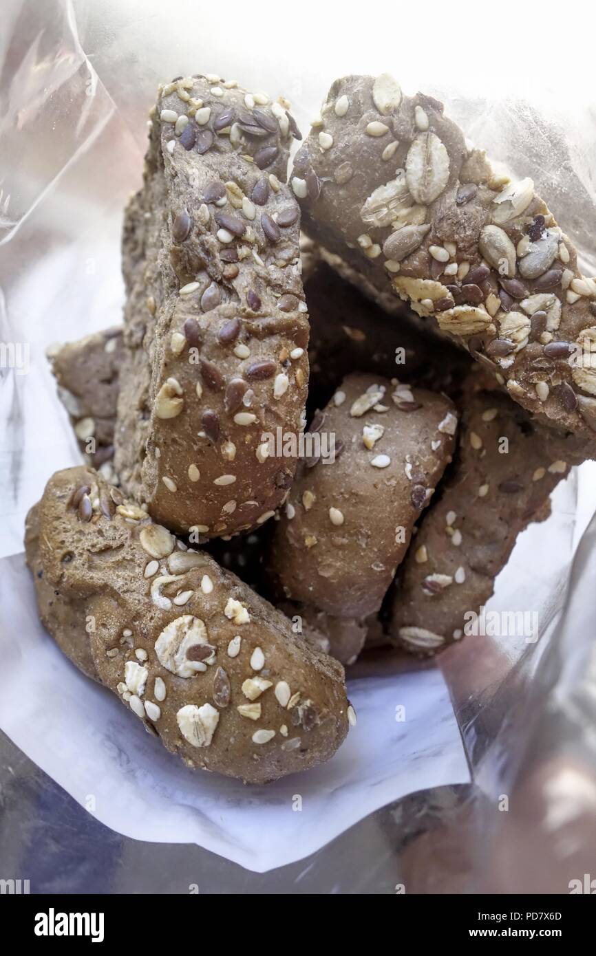 Greek Food. View inside a Packet of Paximadia Whole Grain Wheat Rusks ...