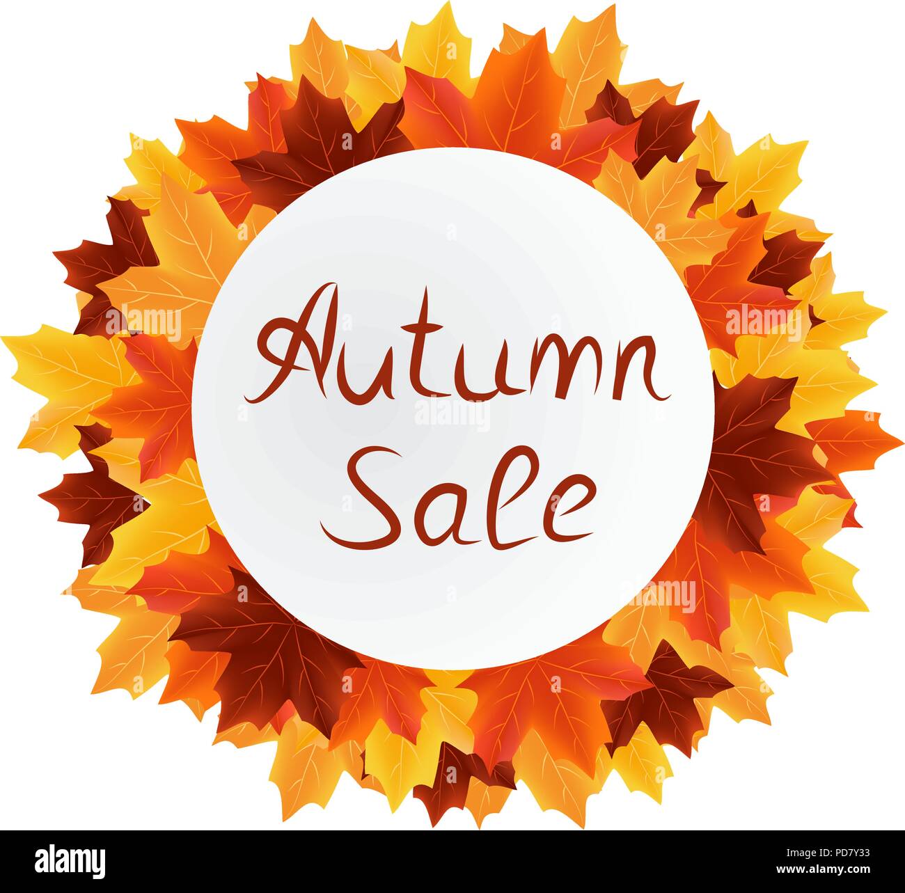 Autumn leaves sale circle label isolated on white Stock Vector Image ...