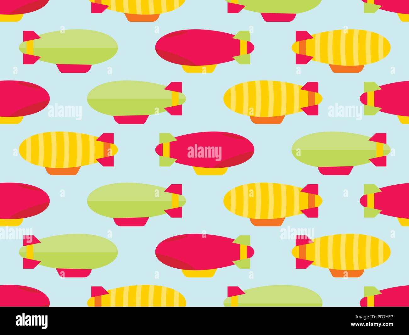 Dirigible seamless pattern. Colorful airships. Vector illustration ...