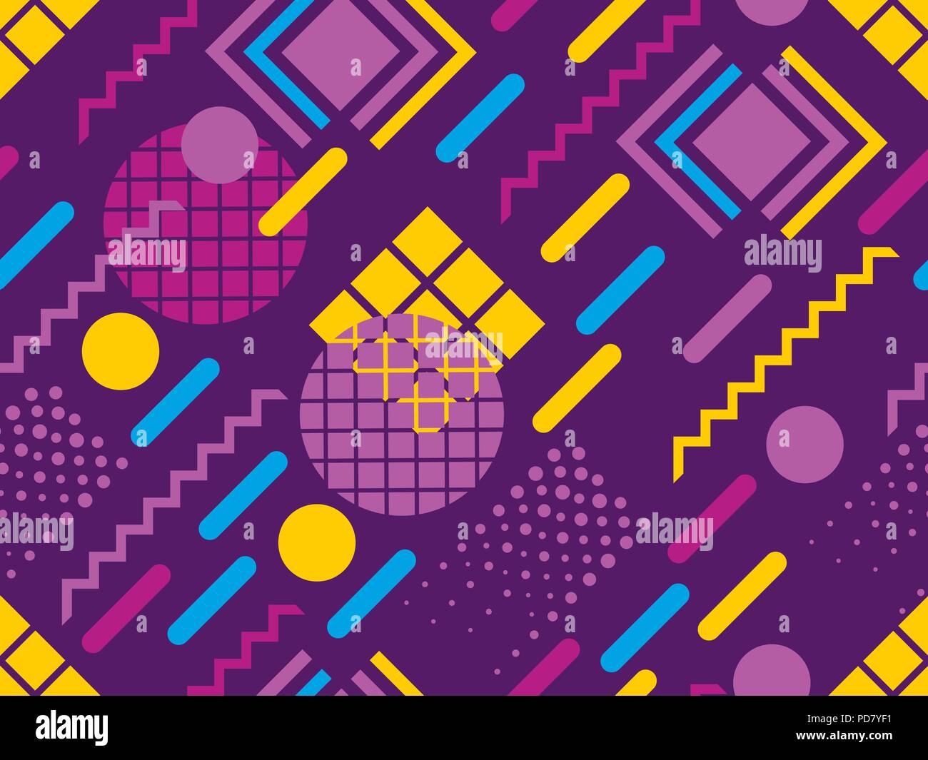 Memphis seamless pattern. Geometric elements memphis in the style of 80 ...