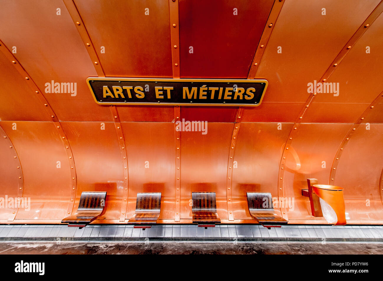 The beautiful Arts et Métiers metro station in Paris, France Stock ...