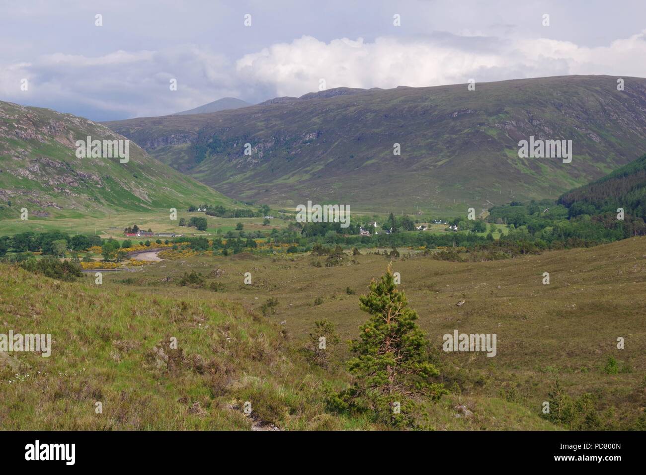 Looking Down on Kinlochewe Village from a Dramatic Rugged Landscape of ...