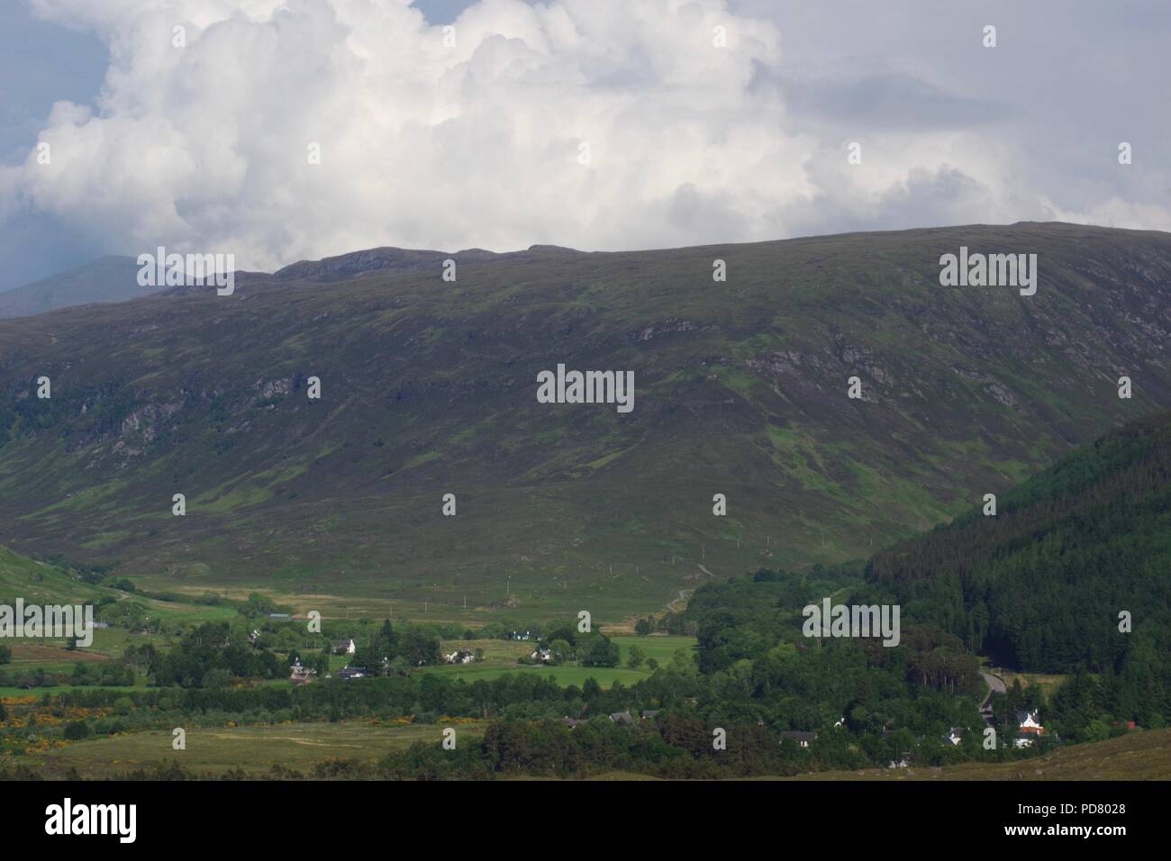 Looking Down on Kinlochewe Village from a Dramatic Rugged Landscape of ...