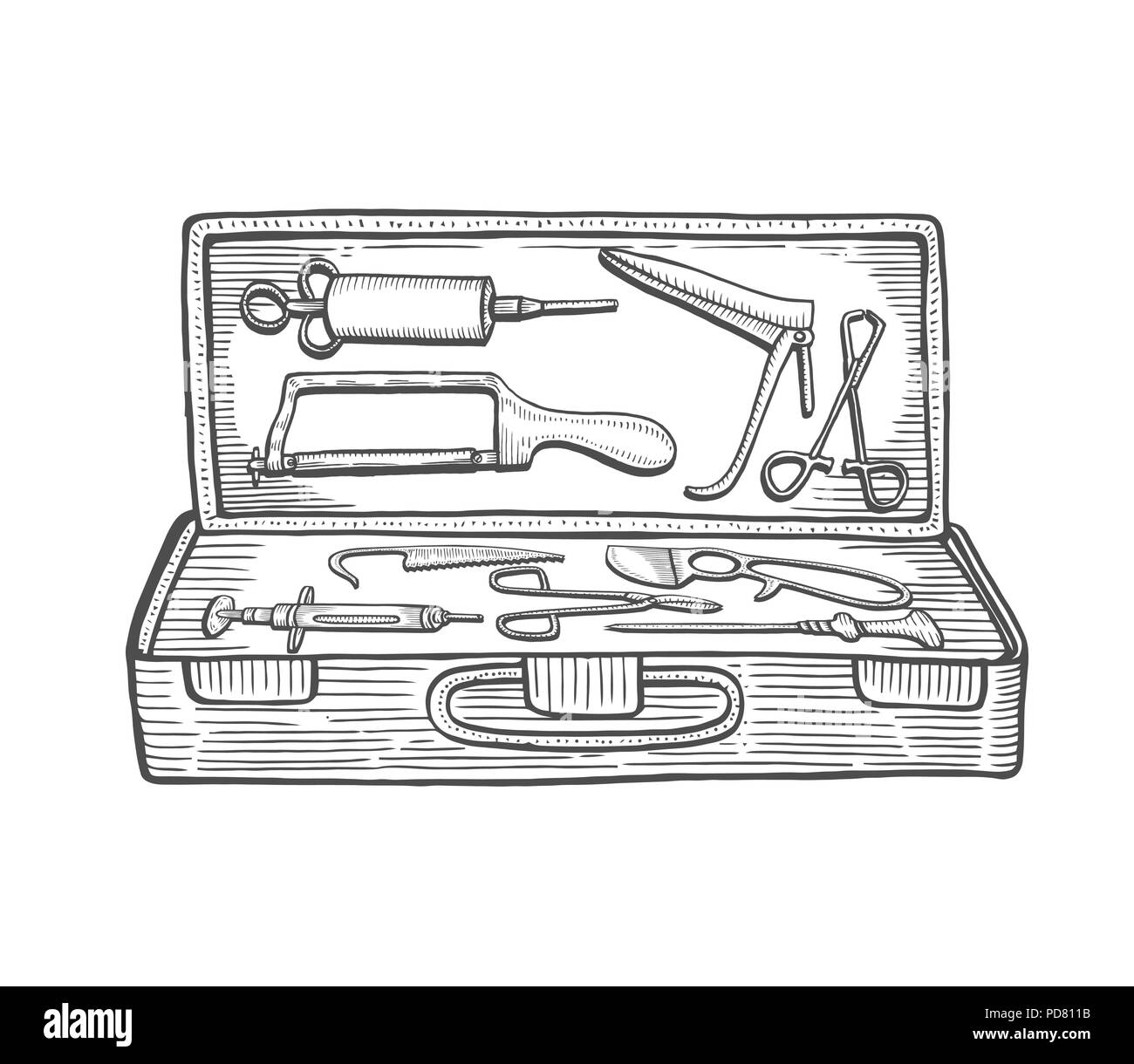 Doctor bag engraving Stock Vector Images - Alamy