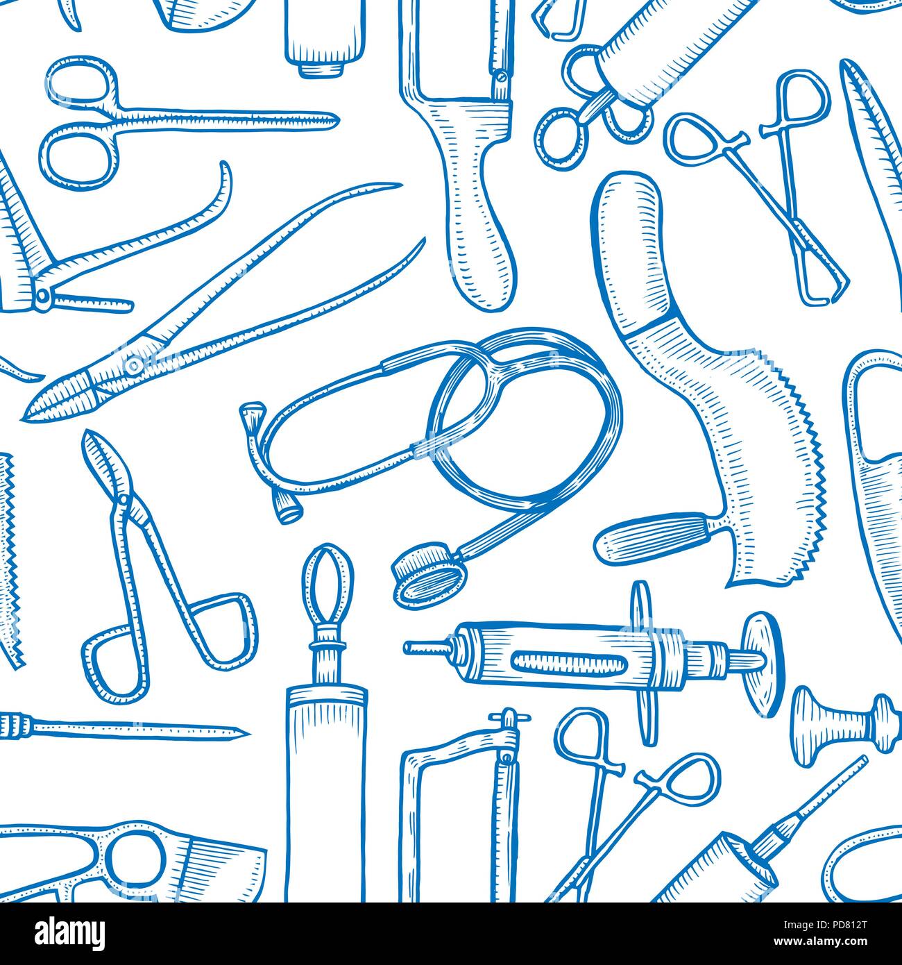 Seamless pattern with vintage science objects. Scientific equipment for ...