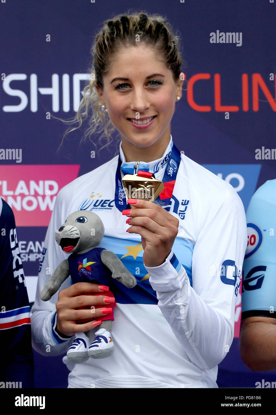 Gold medal winner switzerlands jolanda neff on podium hi-res stock ...