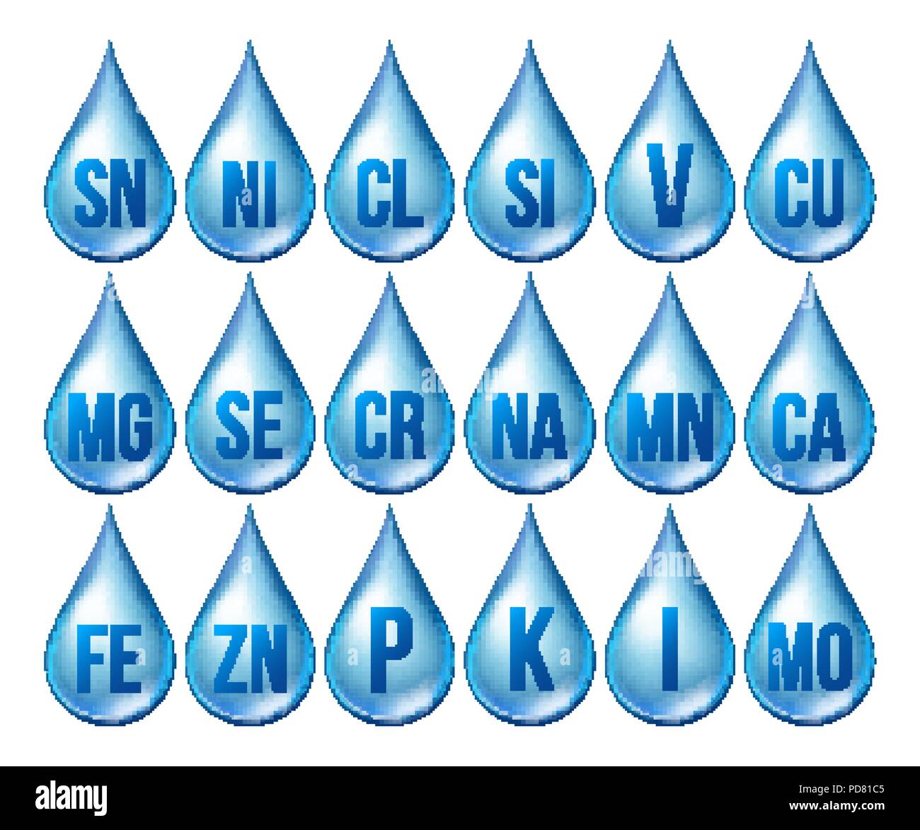 Mineral Icons Set Vector. Mineral Blue Drop Icon. Medicine Droplet ... Mineral Icons Set Vector. Mineral Blue Drop Icon. Medicine Droplet ...