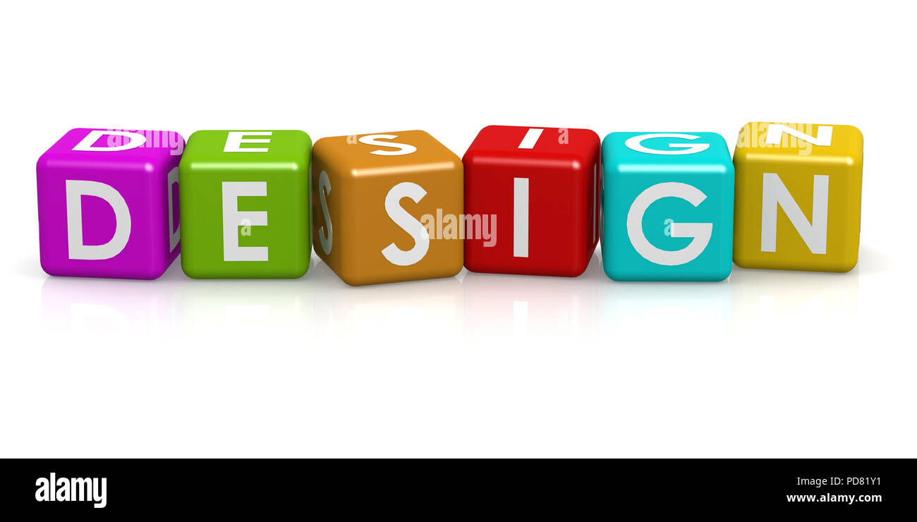 Square Cube with design word, 3D rendering Stock Photo - Alamy