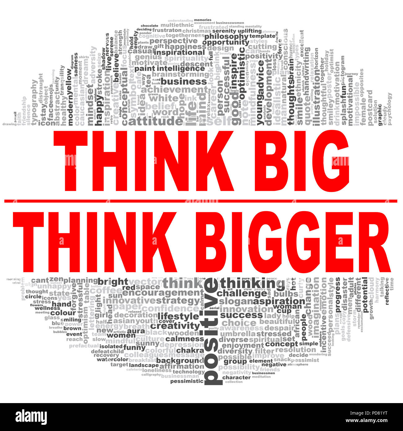 Think big word cloud. Creative illustration of idea word lettering ...