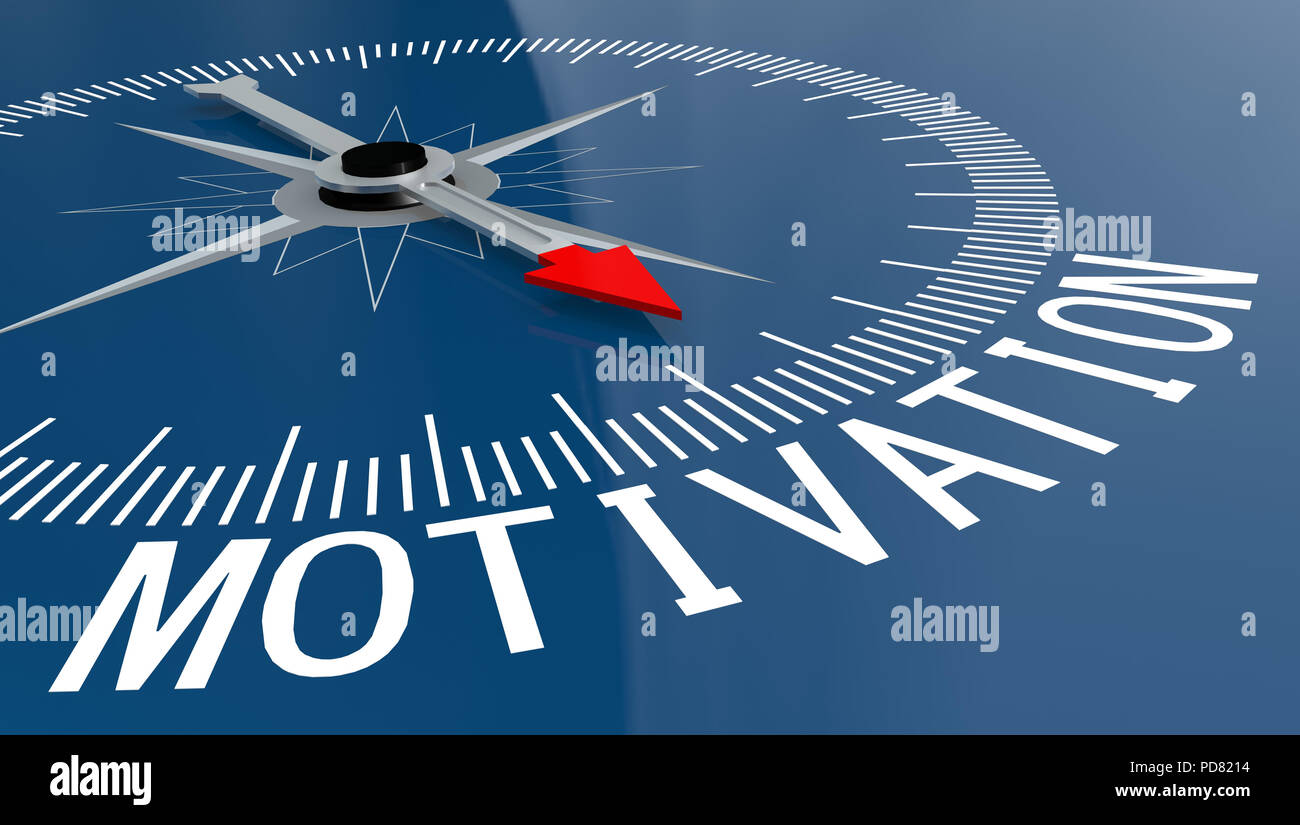 Blue compass with motivation word, 3D rendering Stock Photo - Alamy