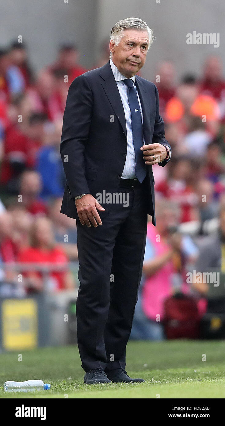 Napoli manager carlo ancelotti pre season friendly match aviva stadium ...