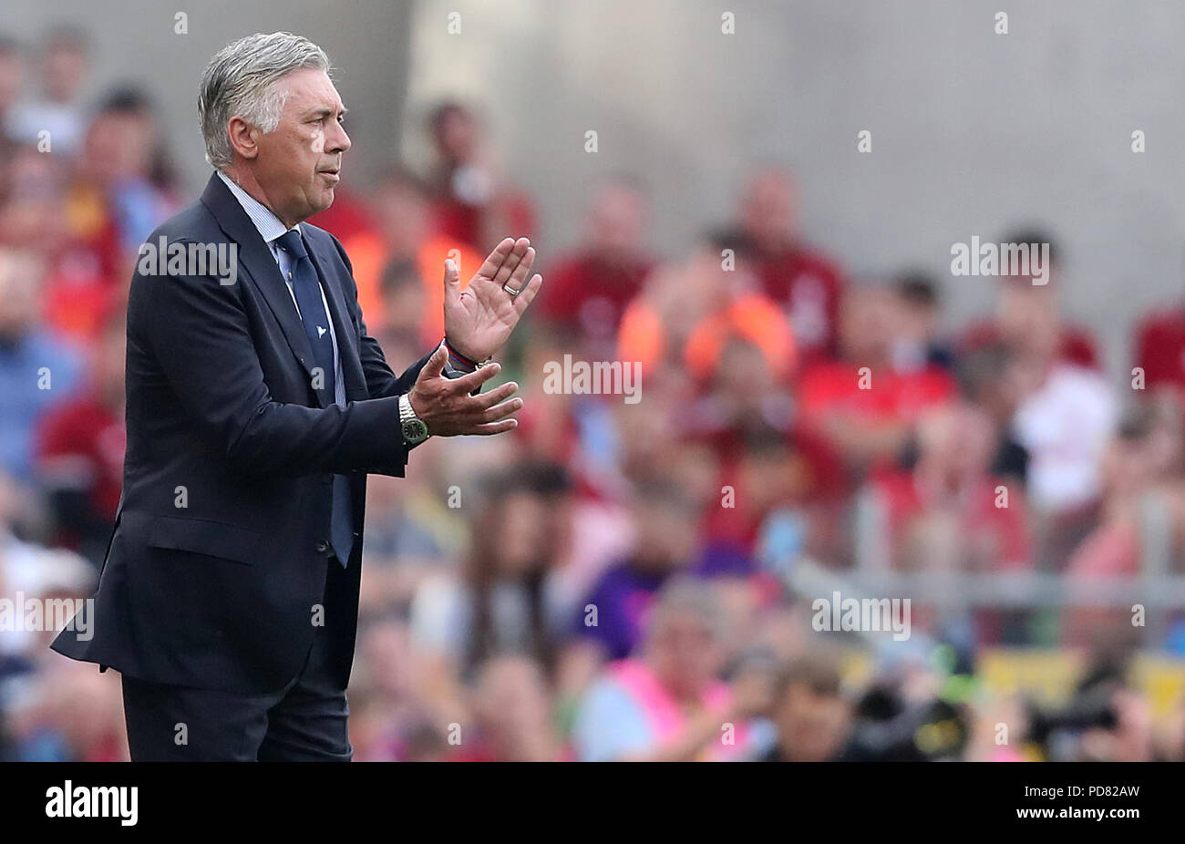 Napoli manager carlo ancelotti pre season friendly match aviva stadium ...
