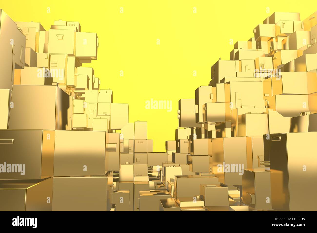 Wealth rich concept idea Golden city at sunset rays Abstract space ...