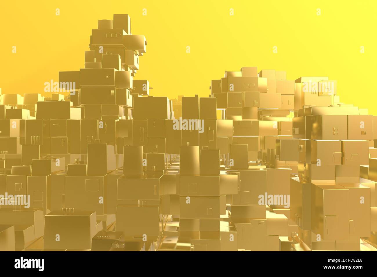 Wealth rich concept idea Golden city at sunset rays Abstract space ...