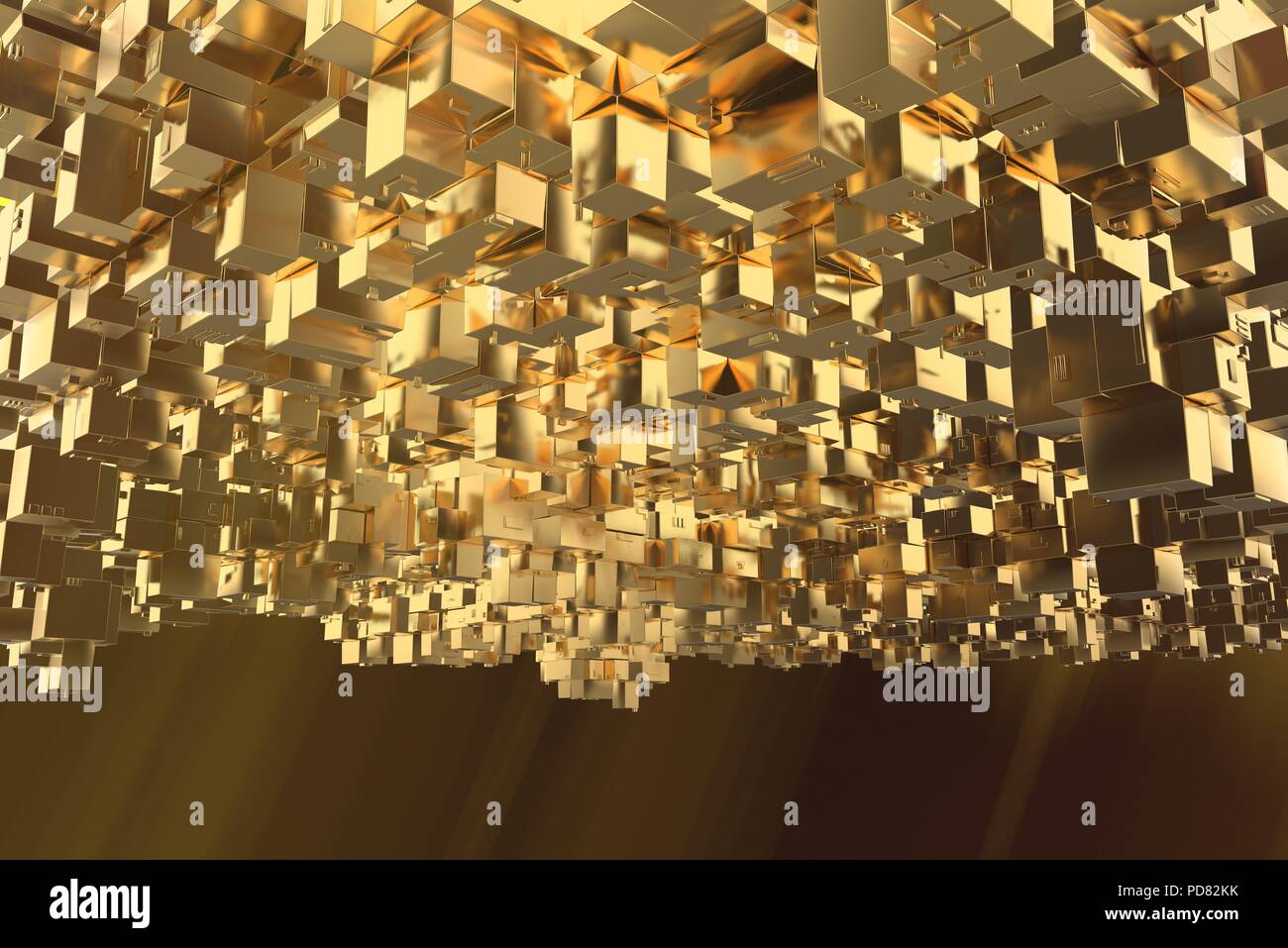 Wealth rich concept idea Golden city at sunset rays Abstract space ...