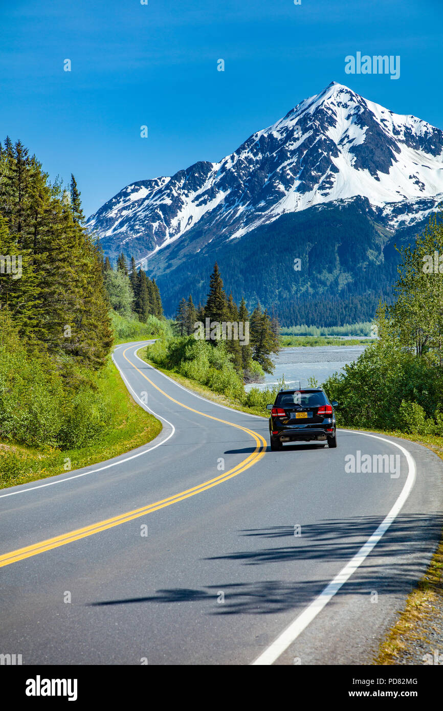 Exit glacier road mountain hi-res stock photography and images - Alamy