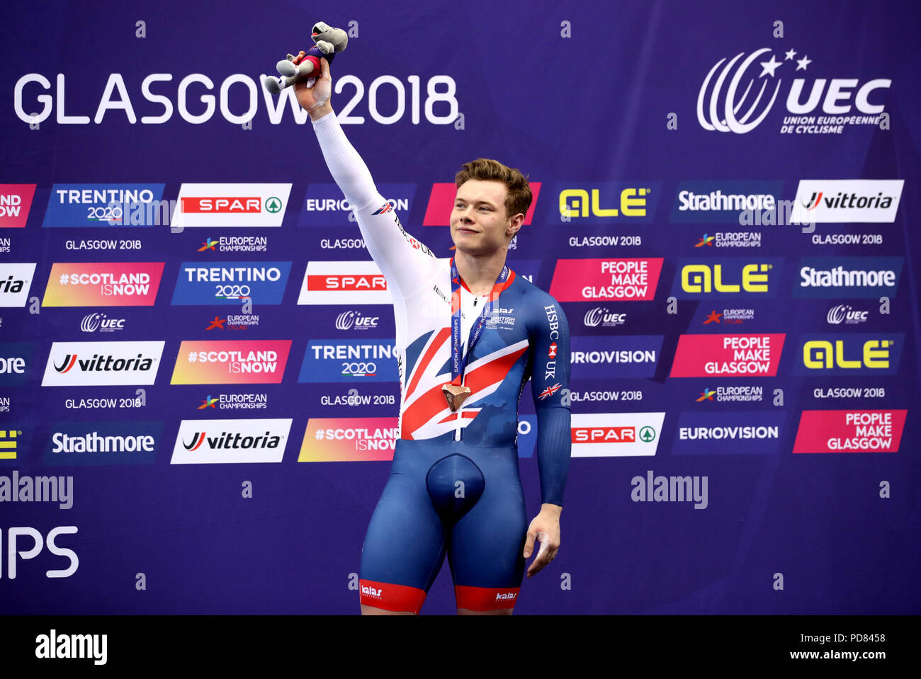 Great Britain's Jack Carlin celebrates with his bronze medal following ...