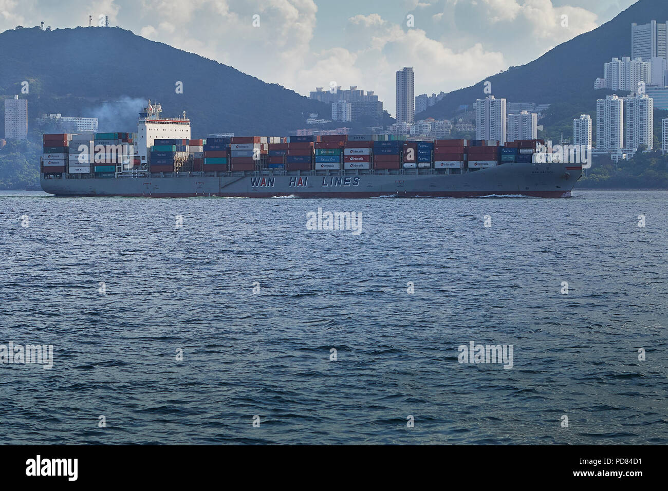 WAN HAI LINES Container Ship, WAN HAI 501, Entering The Busy East Lamma ...