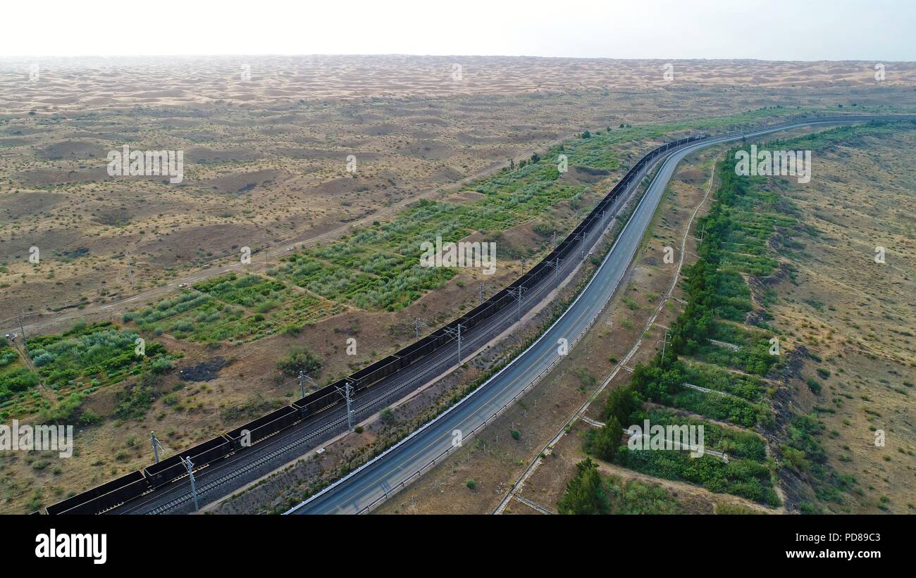Zhongwei. 26th June, 2018. Aerial photo taken on June 26, 2018 shows ...