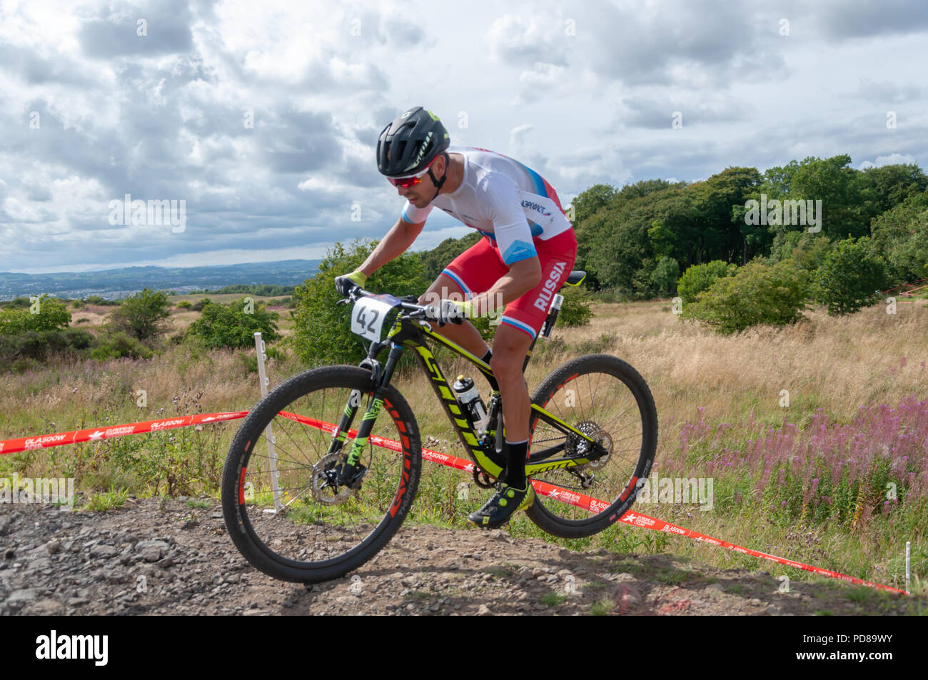 Glasgow, Scotland, UK. 7th August, 2018. Timofei Ivanov of Russia rides ...