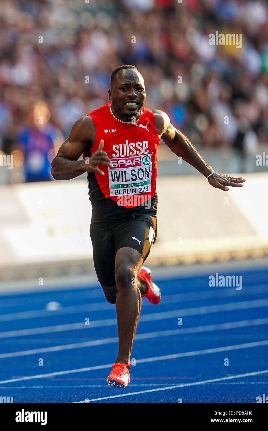 August 7, 2018: Alex Wilson of Â Switzerland during 100 meter mens ...