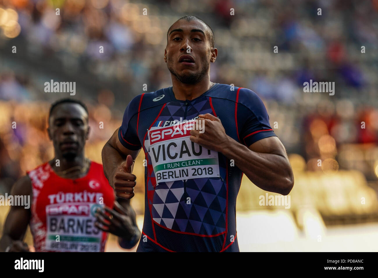 August 7, 2018: Jimmy Vicaut of Â France during 100 meter mens ...