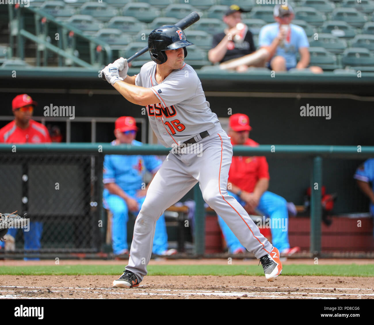 August 05, 2018: Fresno catcher, Jamie Ritchie (16), in action during ...
