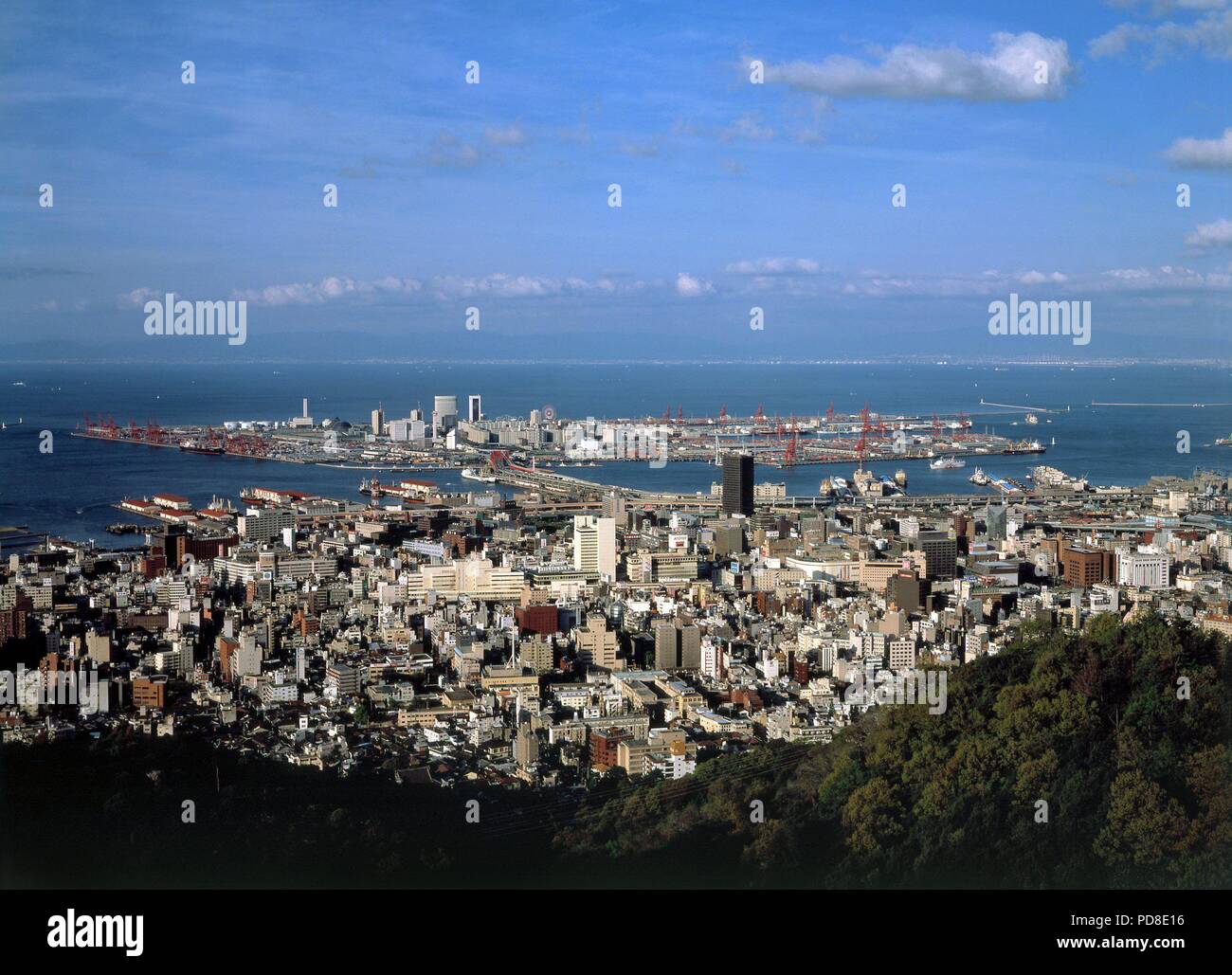 View of the port city Kobe on the Japanese island Honshu. (undated ...