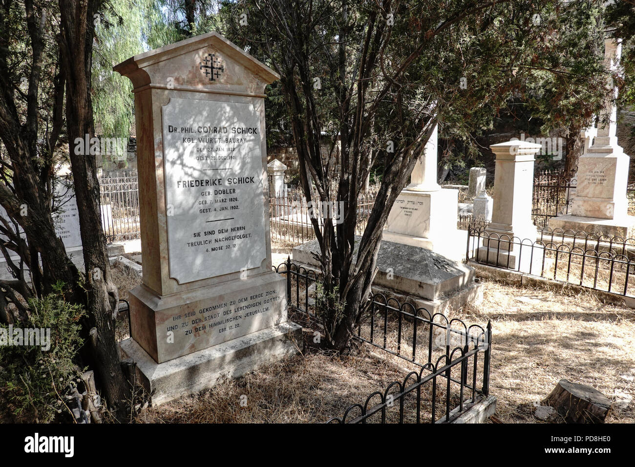 Jerusalem, Israel. 8th August, 2018. Grave of Conrad Schick (1822-1901 ...