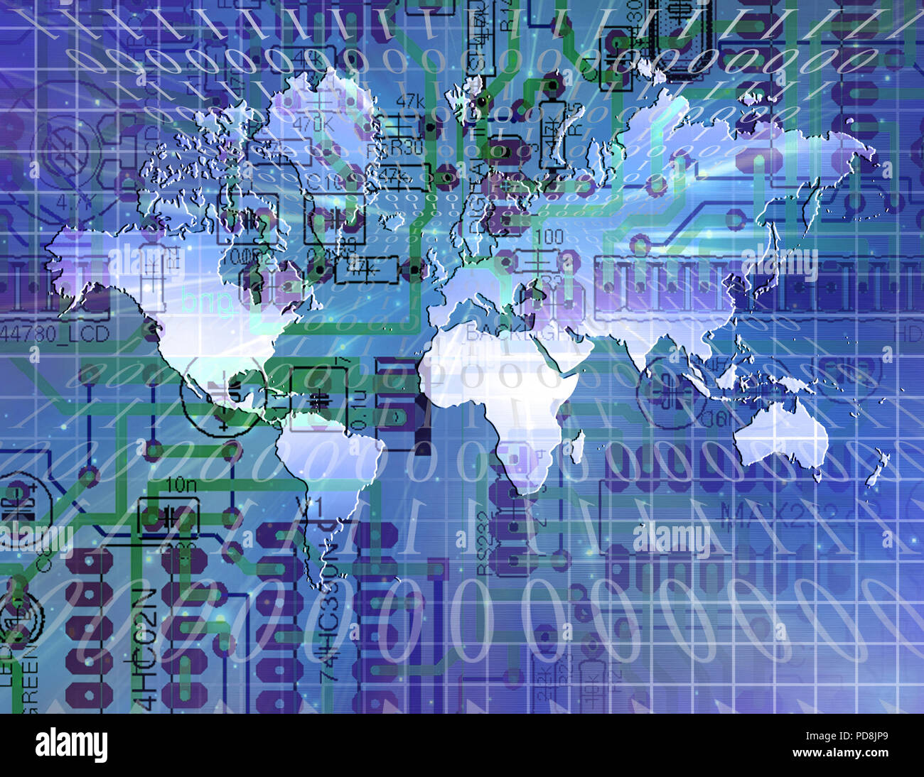 Internet World with binary code Stock Photo - Alamy