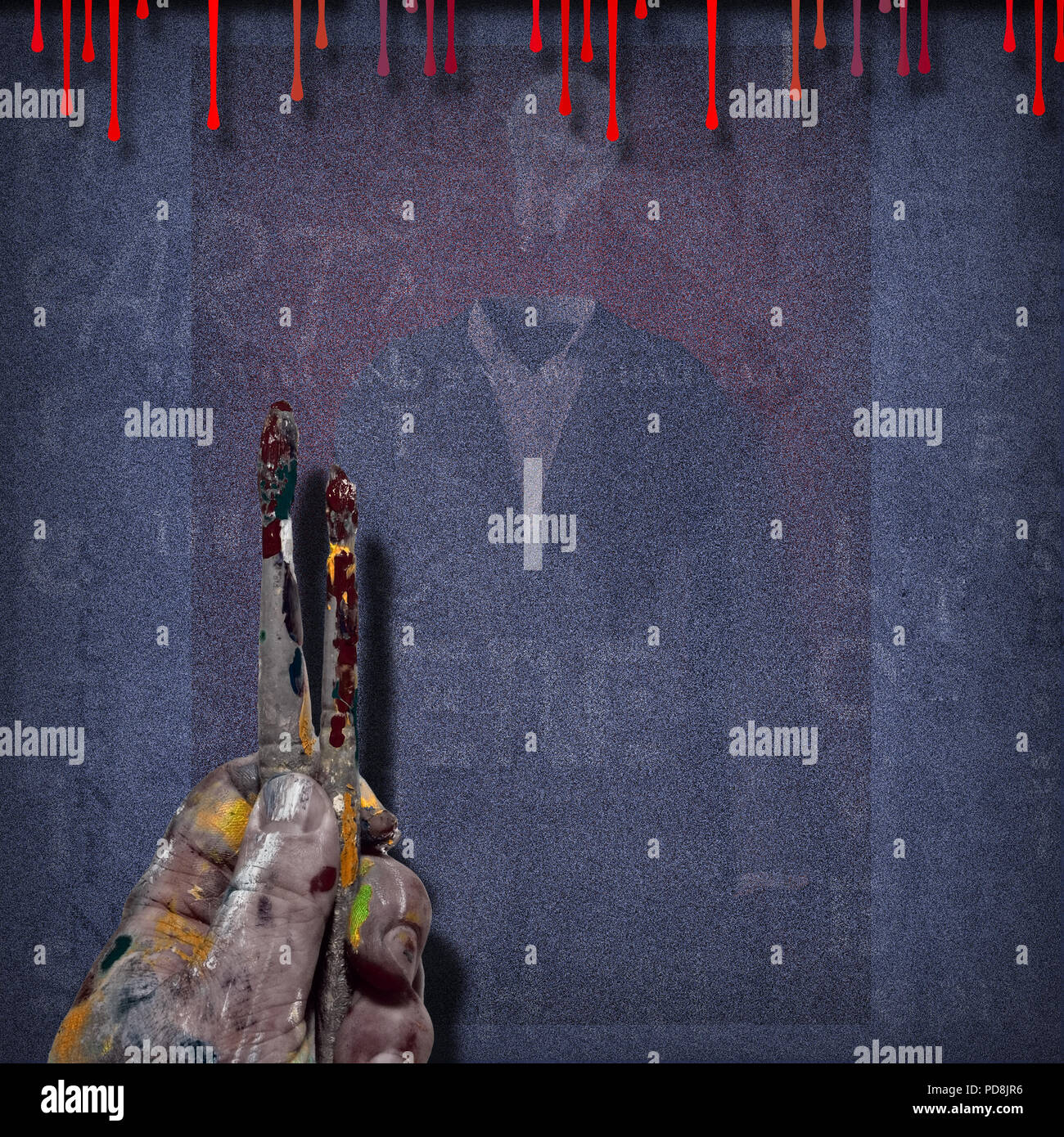 Surrealism. Hand of painter Stock Photo - Alamy