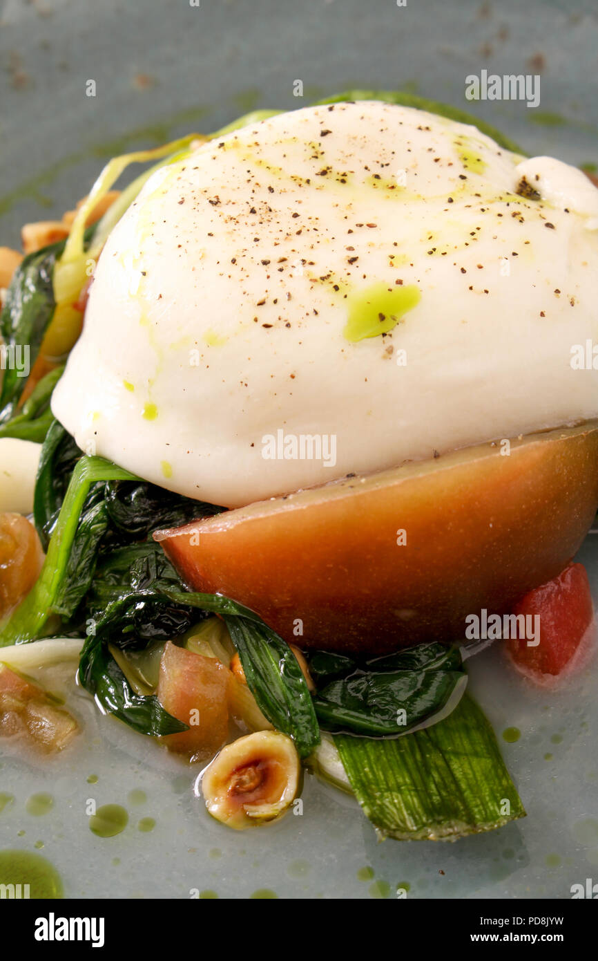 plated burrata cheese appetizer Stock Photo - Alamy