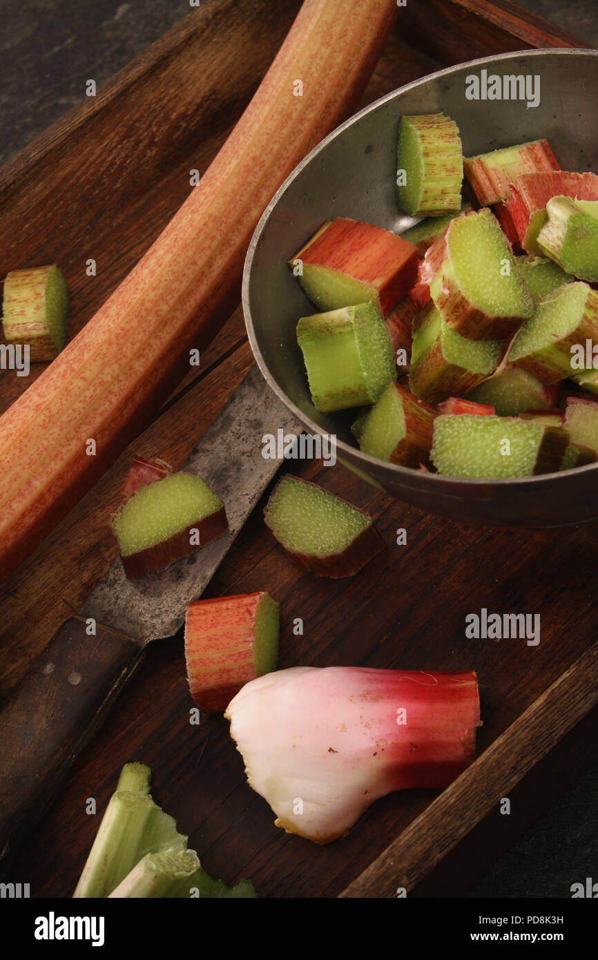 preparing fresh rhubarb Stock Photo - Alamy