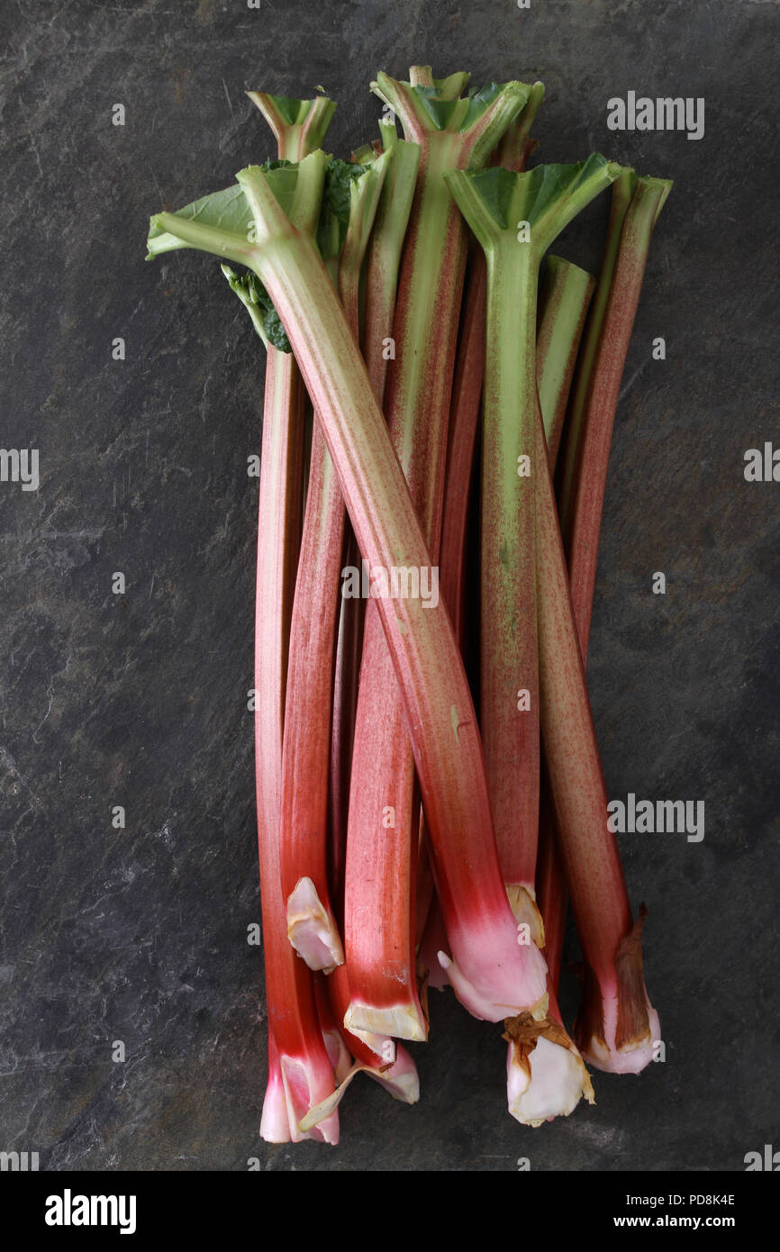 preparing fresh rhubarb Stock Photo - Alamy