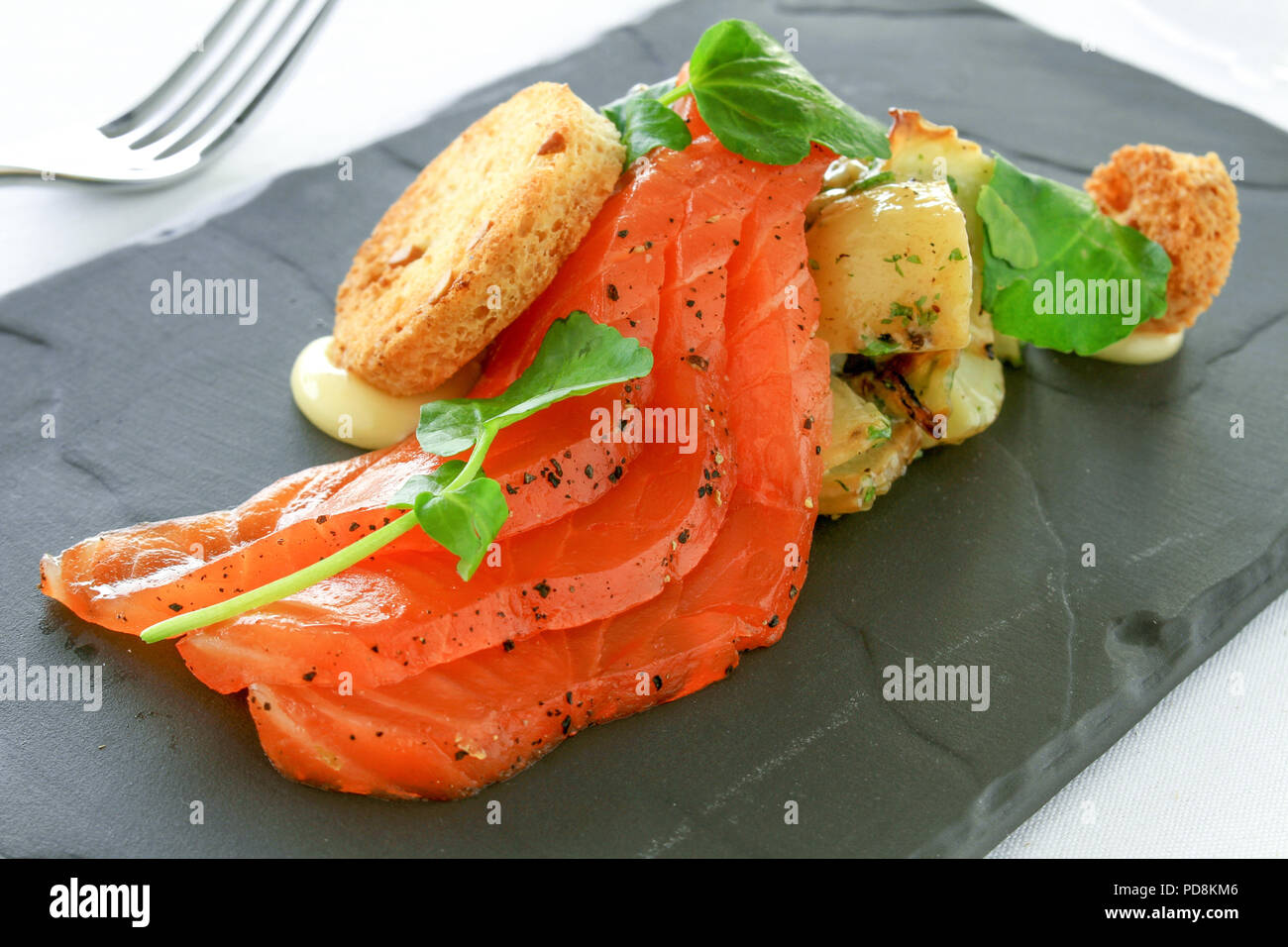smoked salmon appetizer starter Stock Photo - Alamy