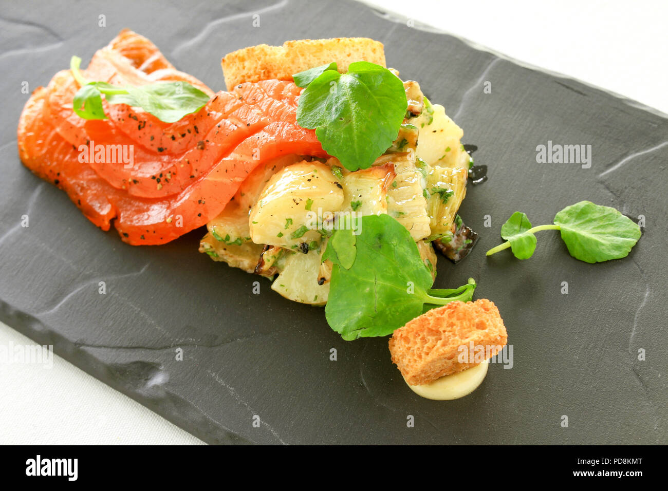 smoked salmon appetizer starter Stock Photo - Alamy