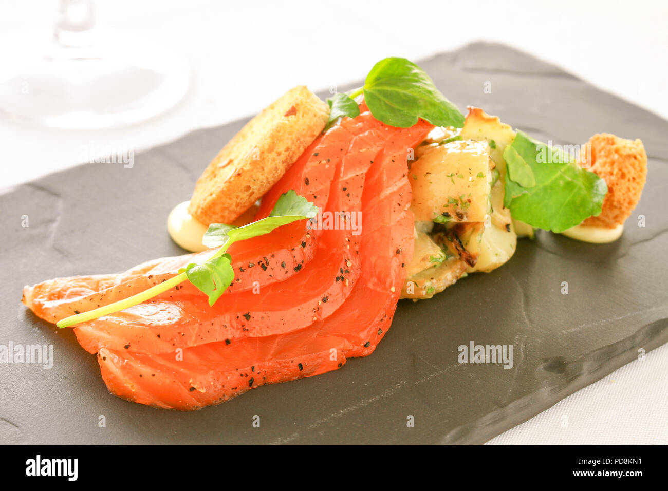 smoked salmon appetizer starter Stock Photo - Alamy
