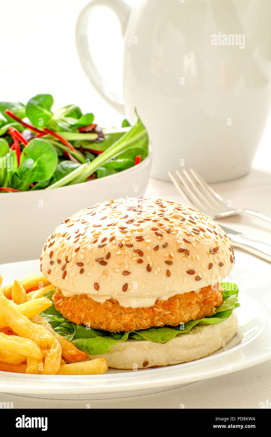 breaded fish burger meal Stock Photo - Alamy