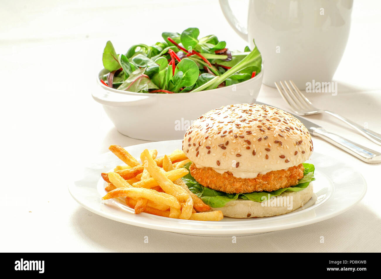 breaded fish burger meal Stock Photo - Alamy
