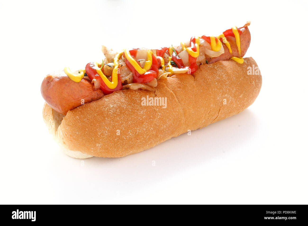 traditional hotdog in bread roll Stock Photo - Alamy