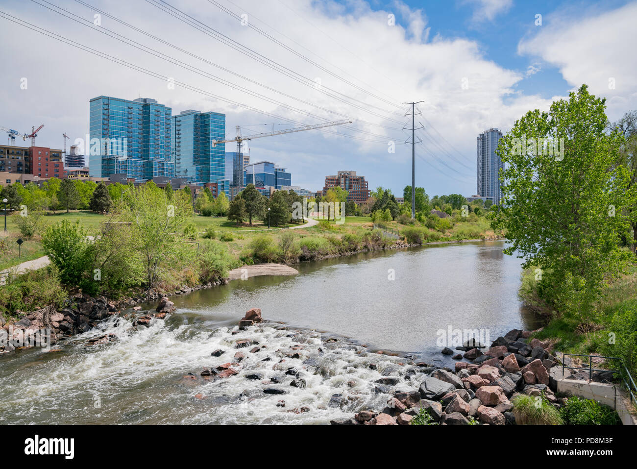 Denver, MAY 7: River side and building view from the old 19th Street ...
